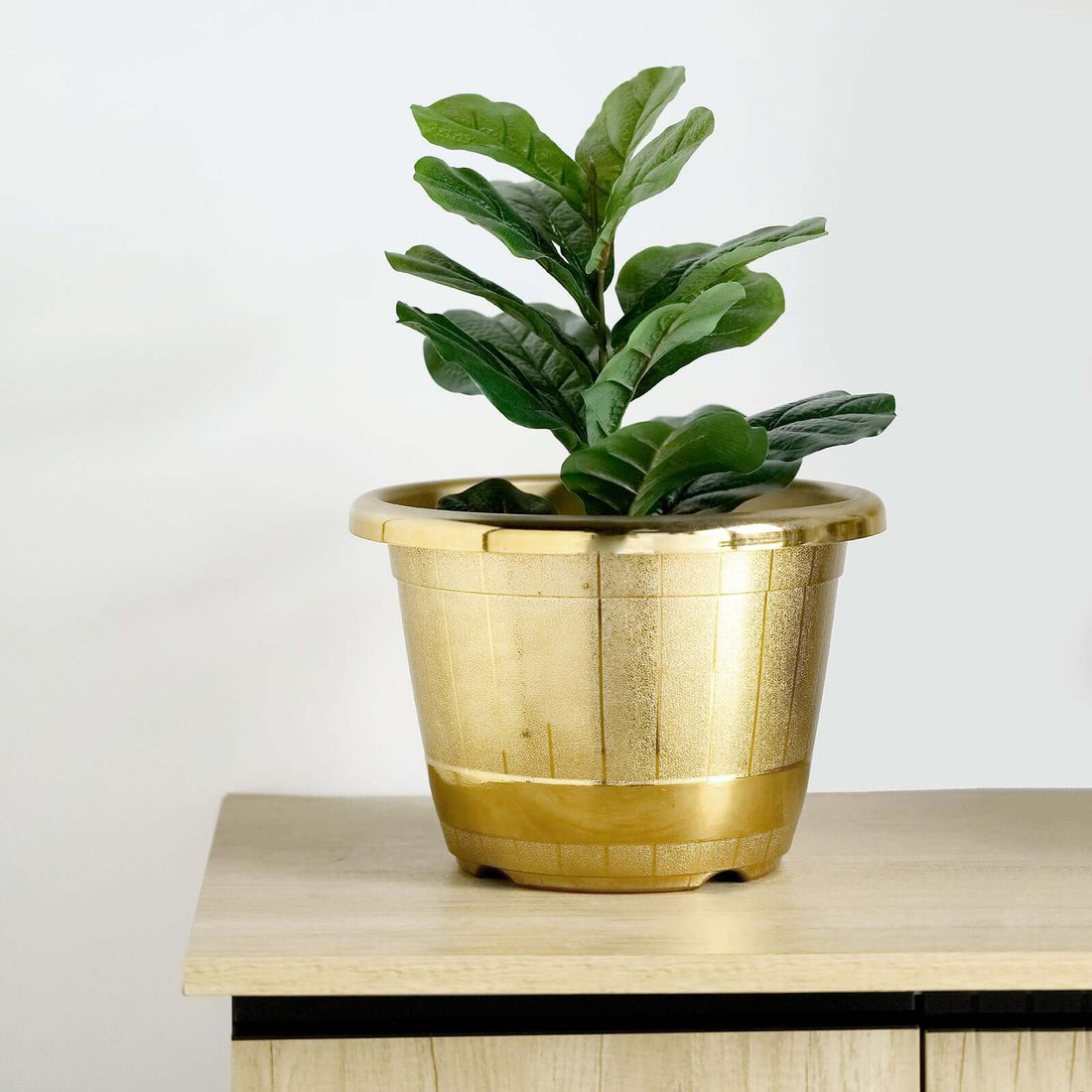 14" Gold Large Barrel Planter Pot | eFavormart