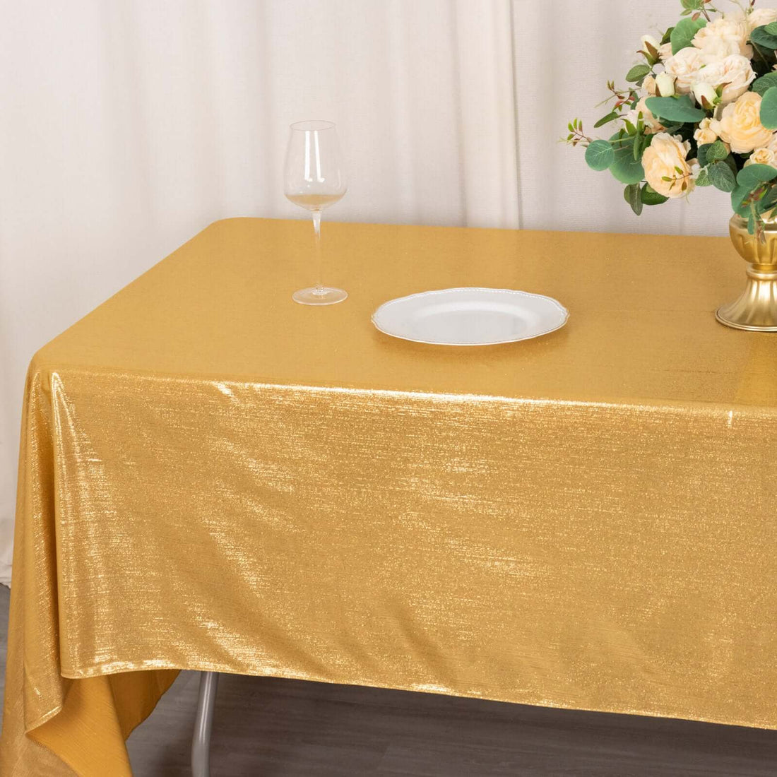 Sequin Dots Tablecloth 60"x126" Gold | eFavormart