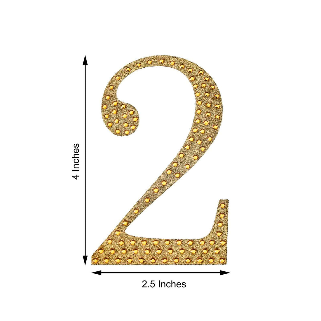 4" Rhinestone Sticker Numbers "2" Gold | eFavormart