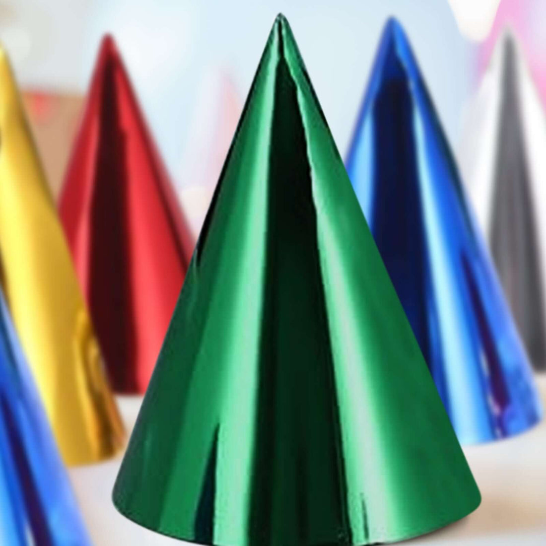 Metallic Foil Cone Party Hats 25-Pack | eFavormart