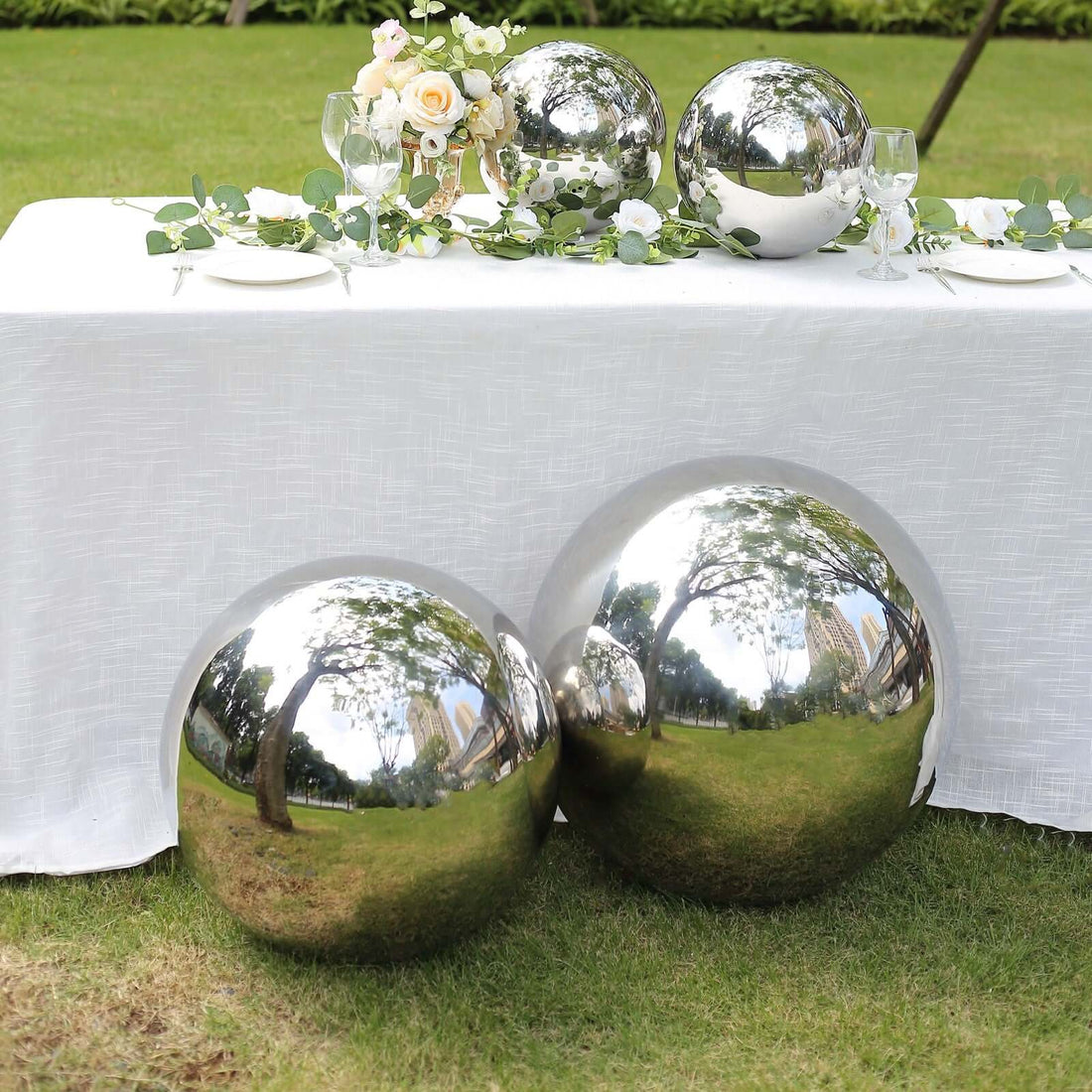 Globe Mirror Ball Stainless Steel Silver 16" | eFavormart