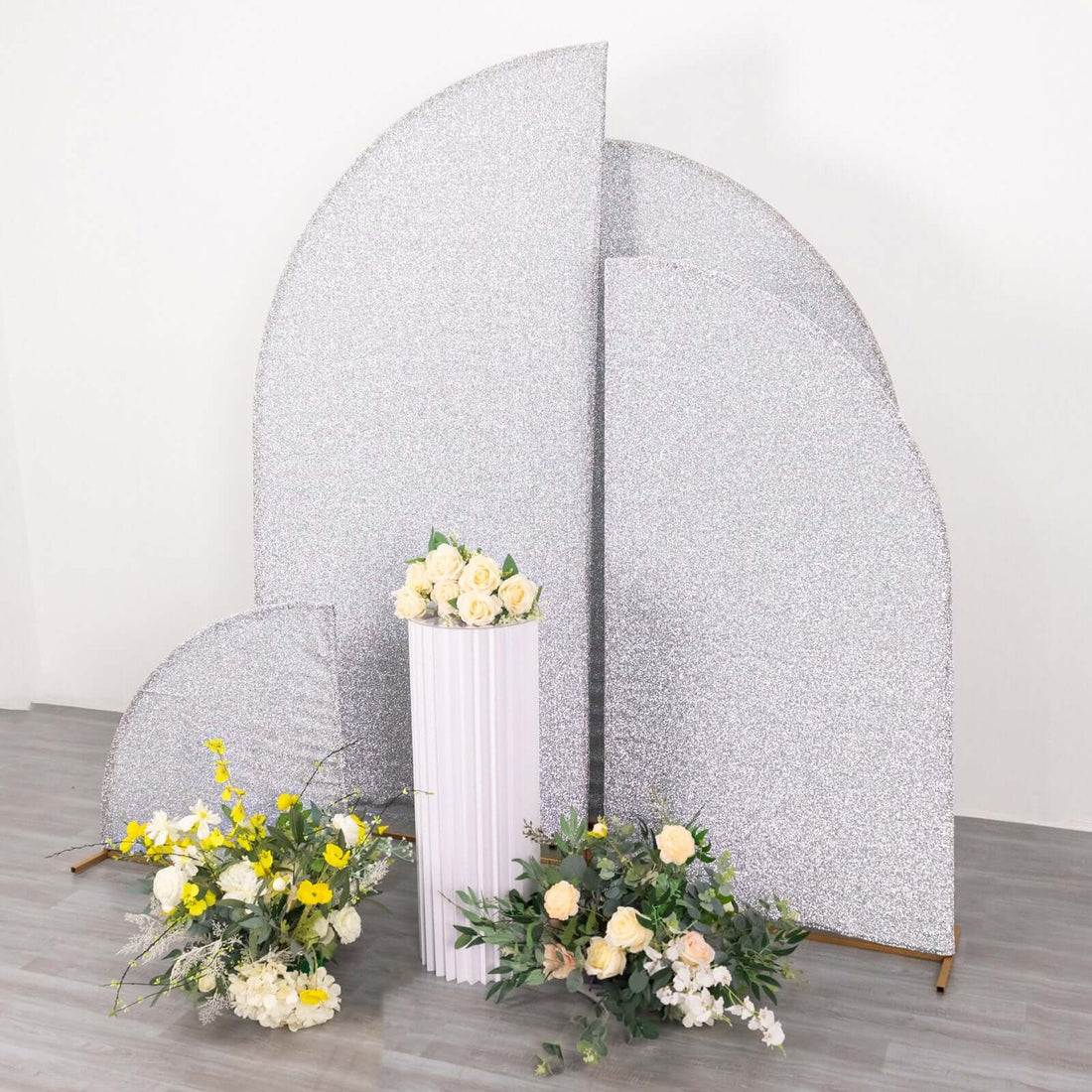 Silver Chiara Backdrop Stand Covers Set of 4 | eFavormart