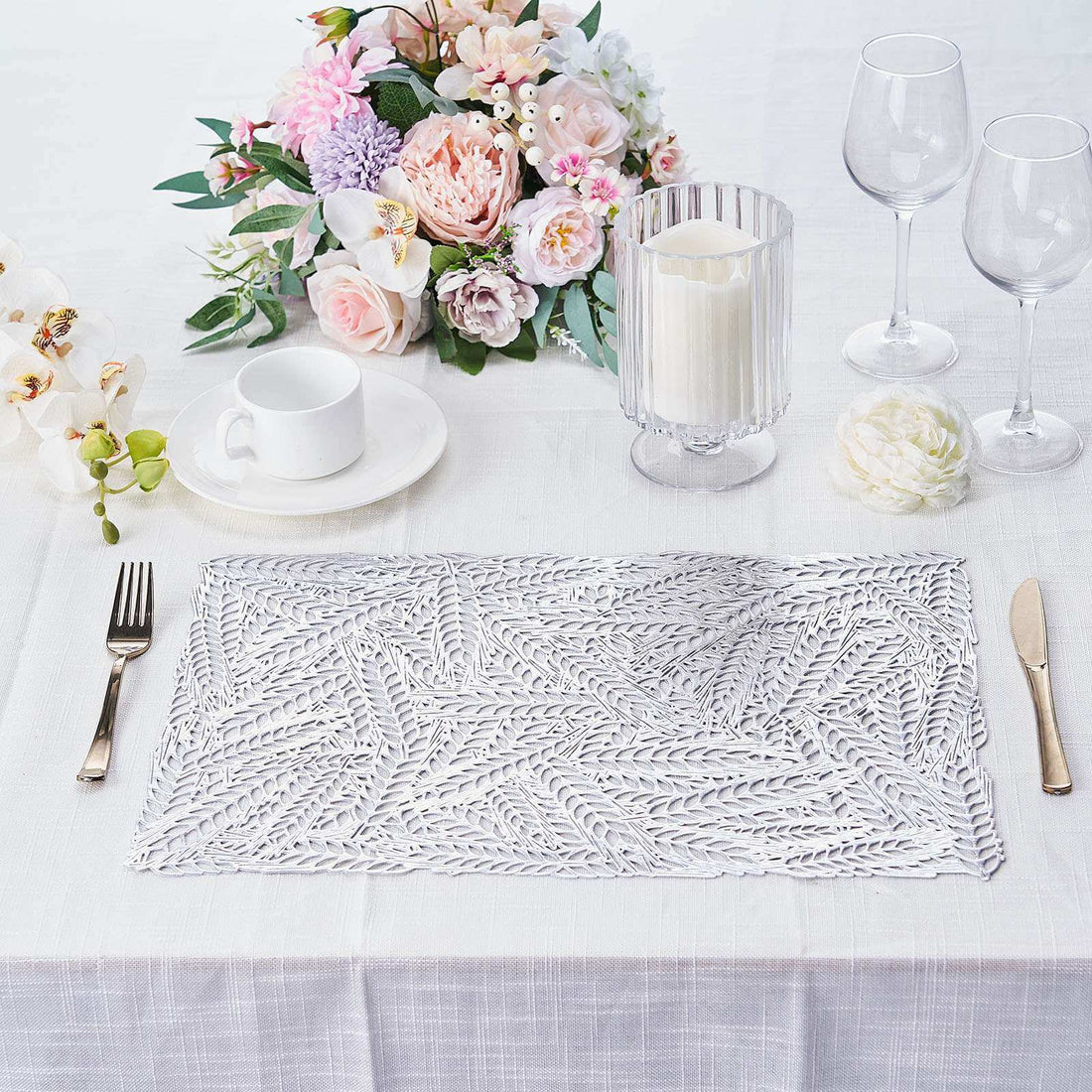 Silver Wheat Design Table Mats 6 Pack | eFavormart