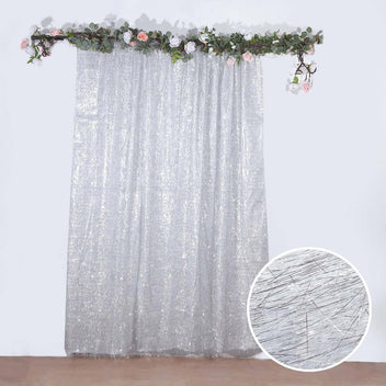 8ft Silver Metallic Fringe Shag Backdrop Curtain | eFavormart