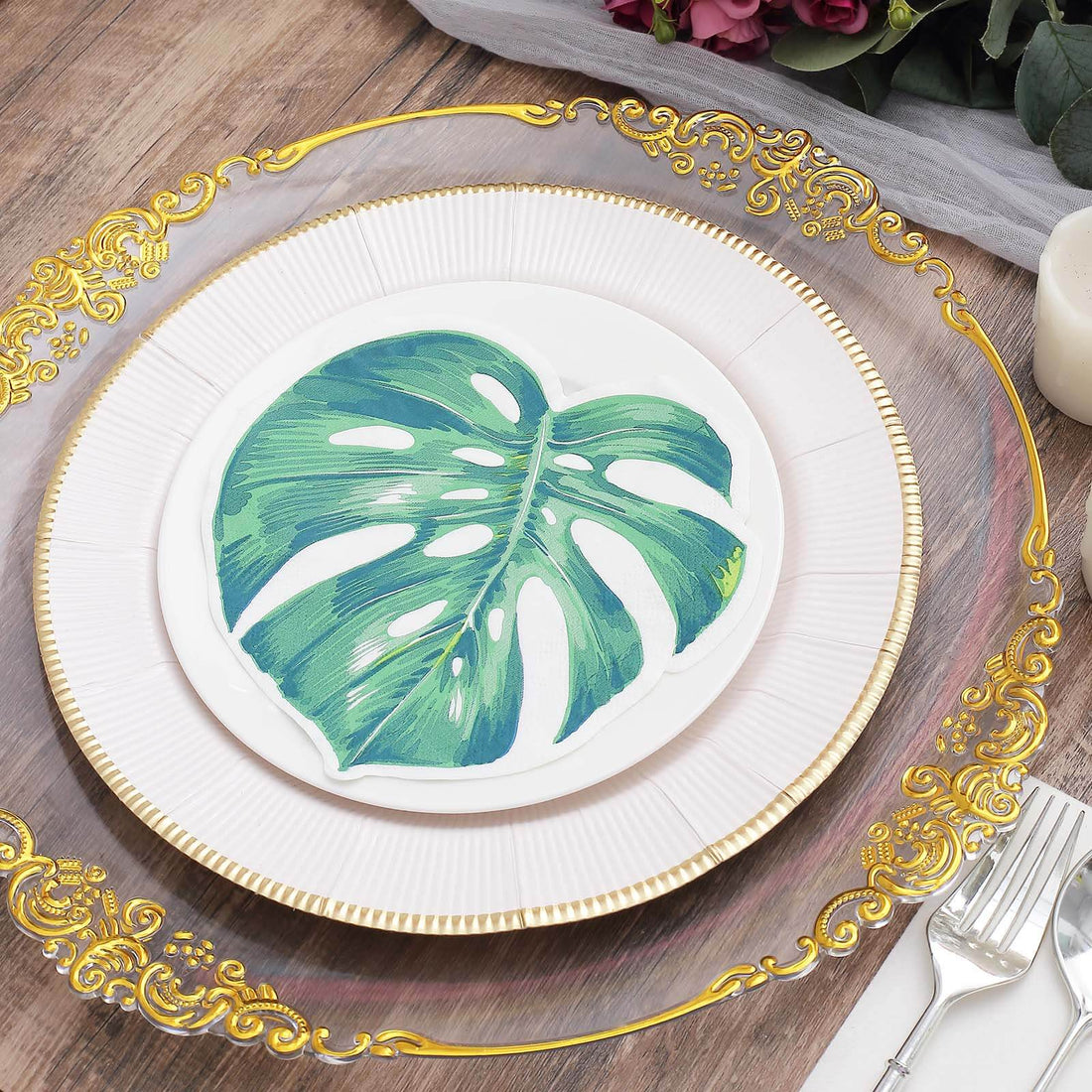 Tropical Leaf Design Paper Cocktail Napkins Green | eFavormart