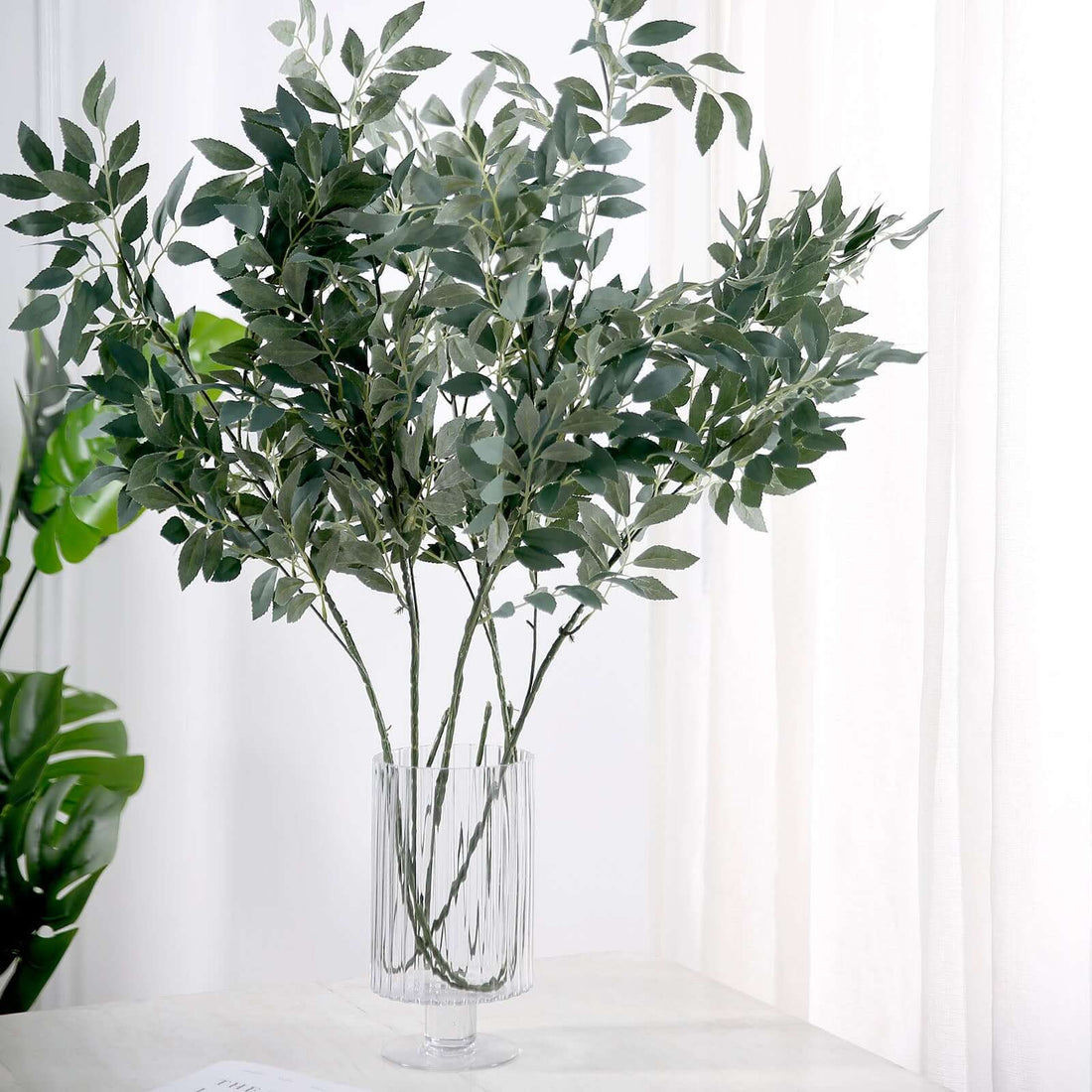 42" Tall Frosted Green Silk Plant Stems | eFavormart