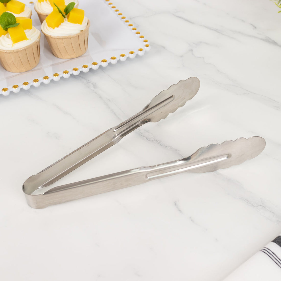 Metal Serving Tongs Silver 9.5" | eFavormart