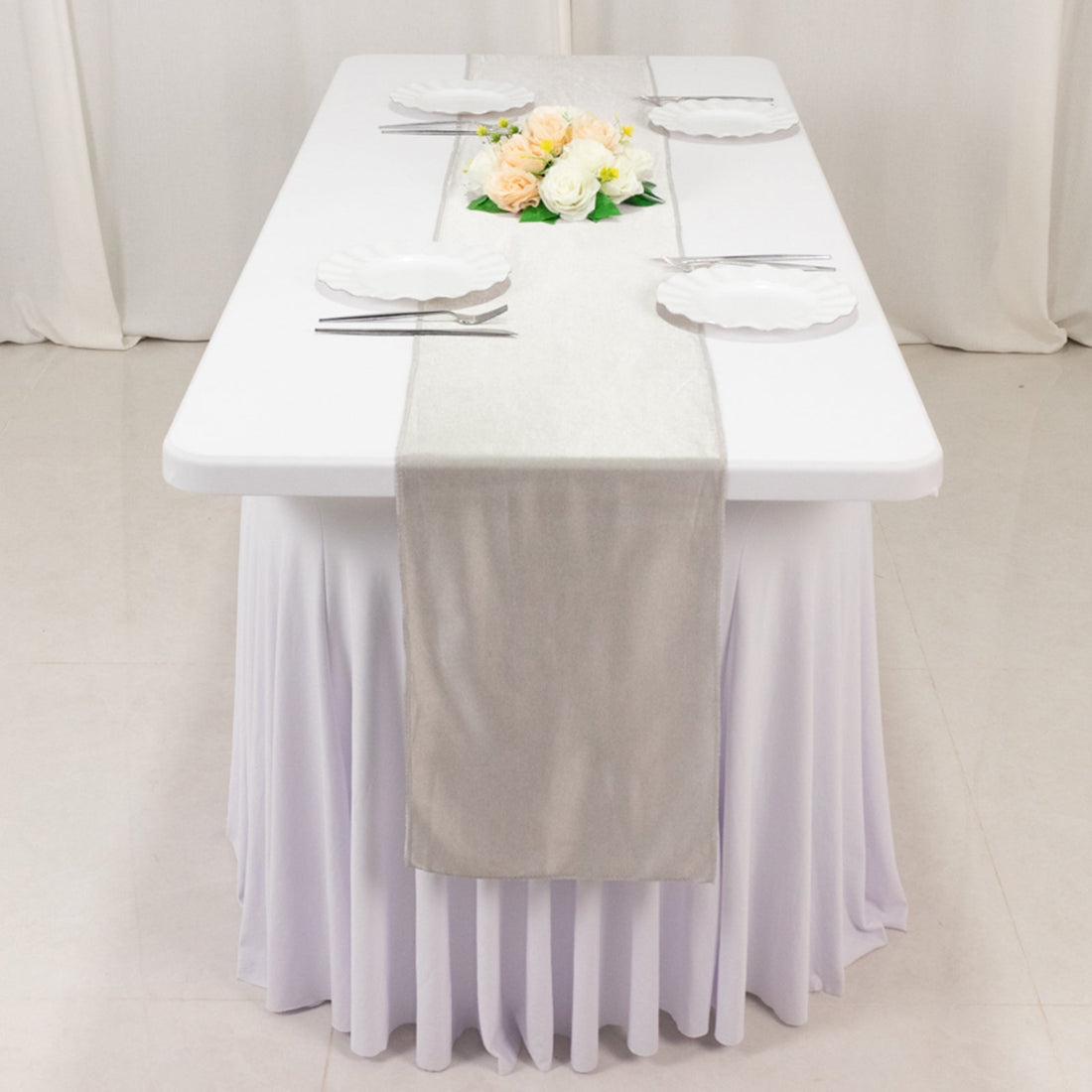 Scuba Table Runner 12"x108" Shimmer Silver | eFavormart