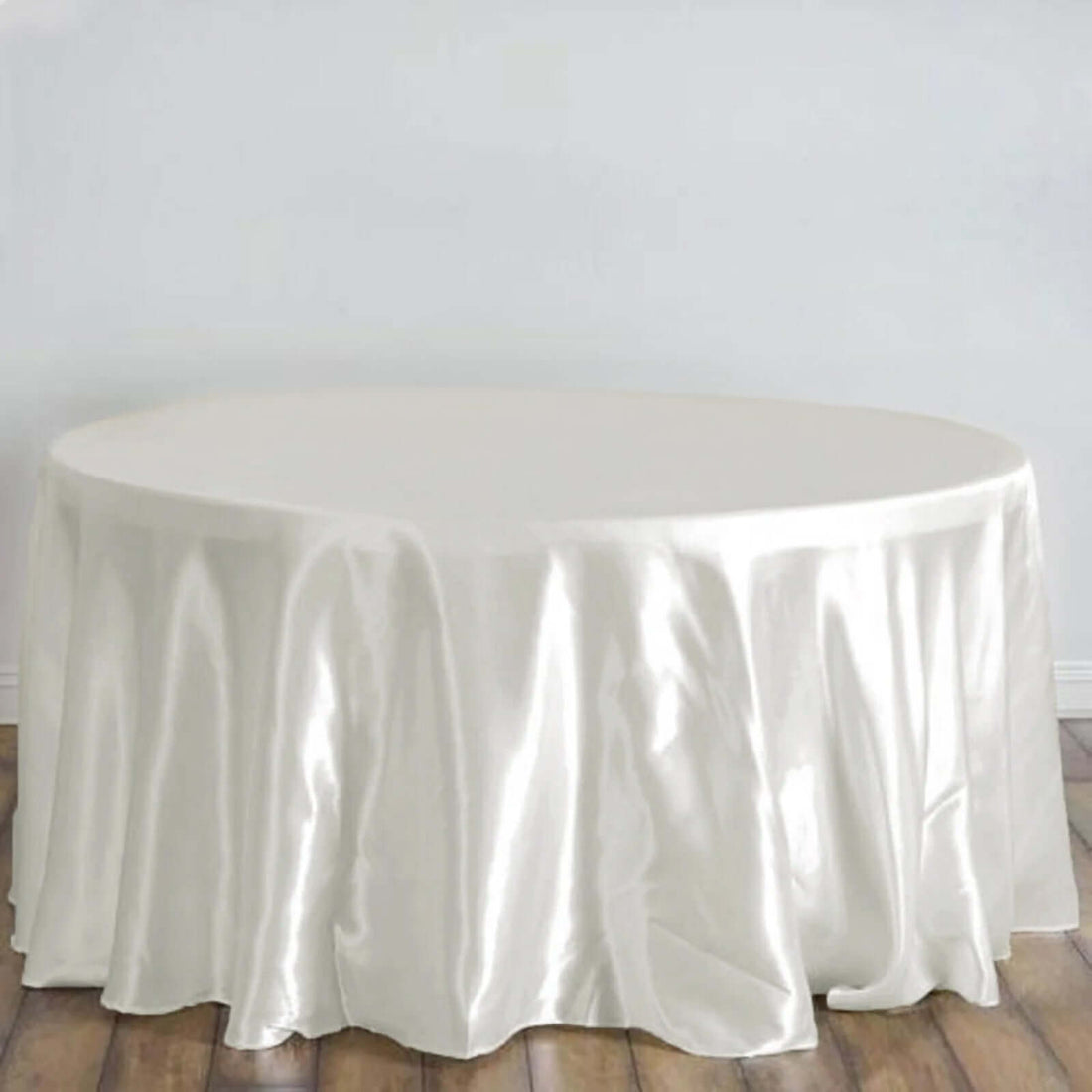 Satin Round Tablecloth 108" Ivory | eFavormart