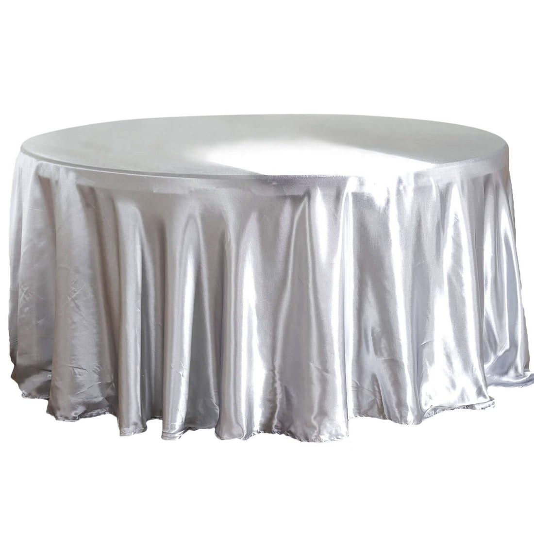 Satin Round Tablecloth 120" Silver | eFavormart