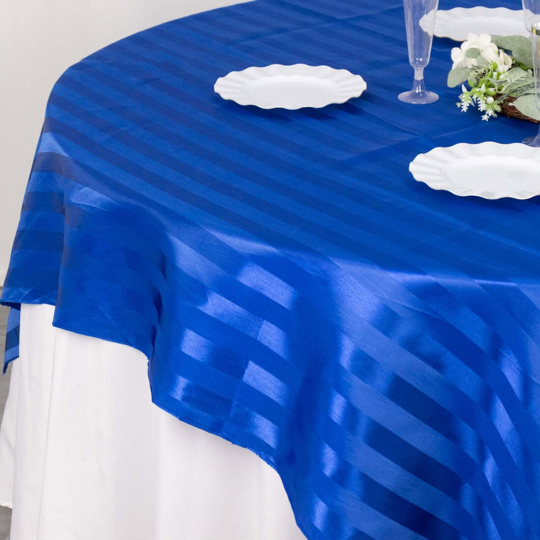 Stripe Table Overlay 72"x72" Royal Blue | eFavormart