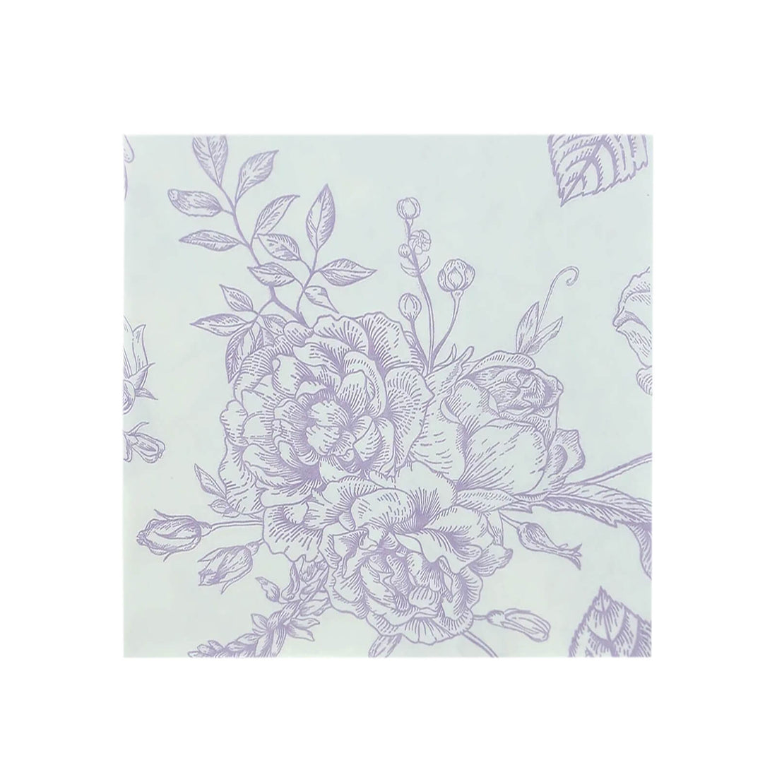 50 Pack White Lavender French Toile Napkins | eFavormart