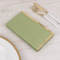 Paper Dinner Napkins 8"x4" Sage Green with Gold Foil Edge | eFavormart