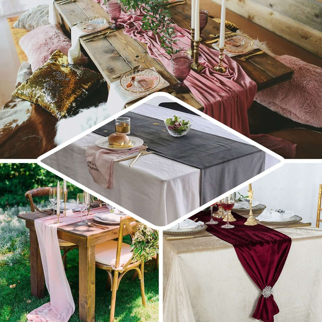 Velvet Table Runner 12"x108" Champagne | eFavormart