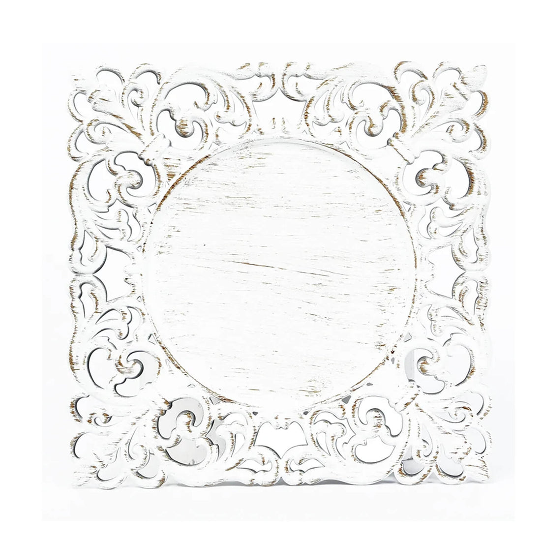 Hollow Lace Border Charger Plates Whitewashed 12" | eFavormart