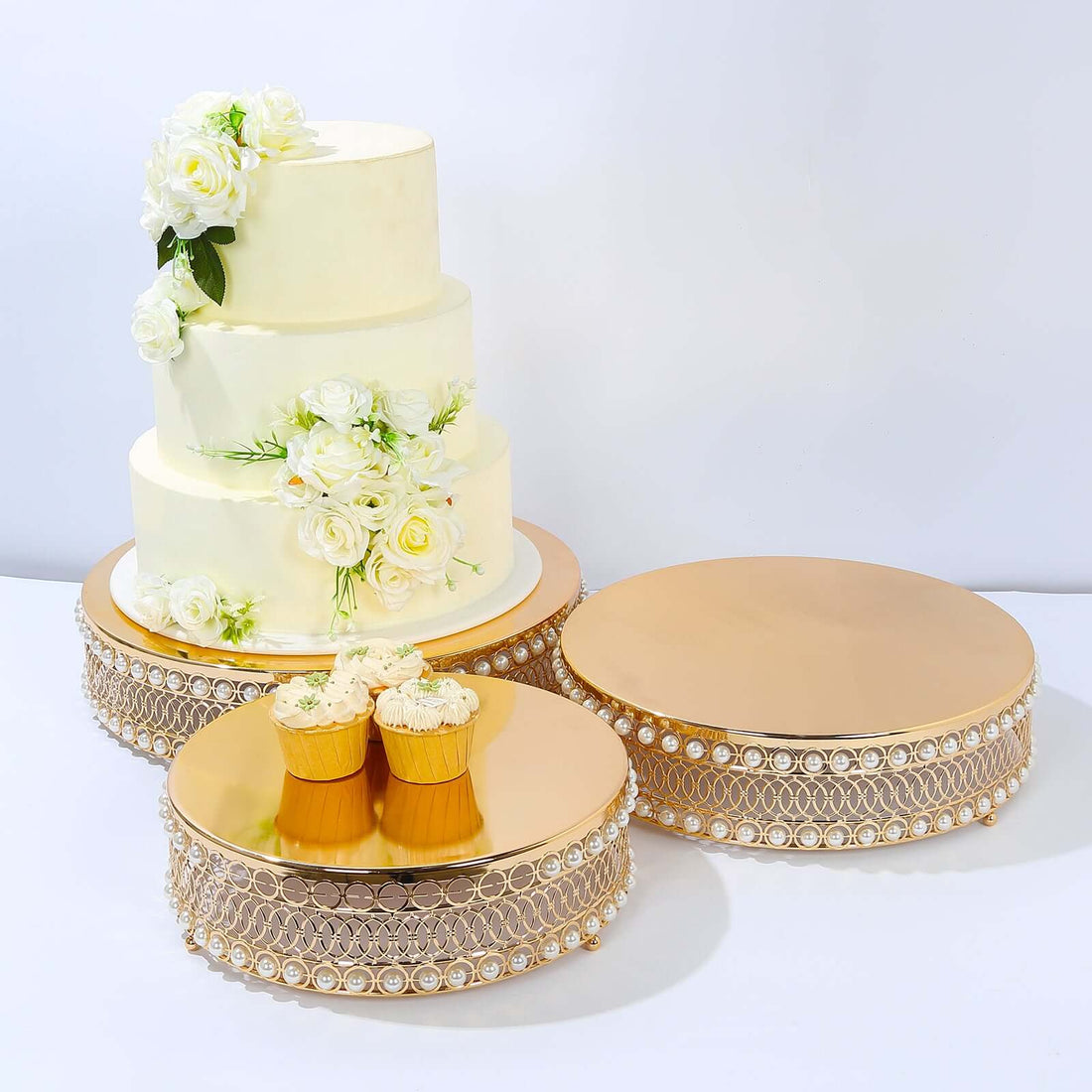 Gold Mirror Cake Stands Set of 3 | eFavormart