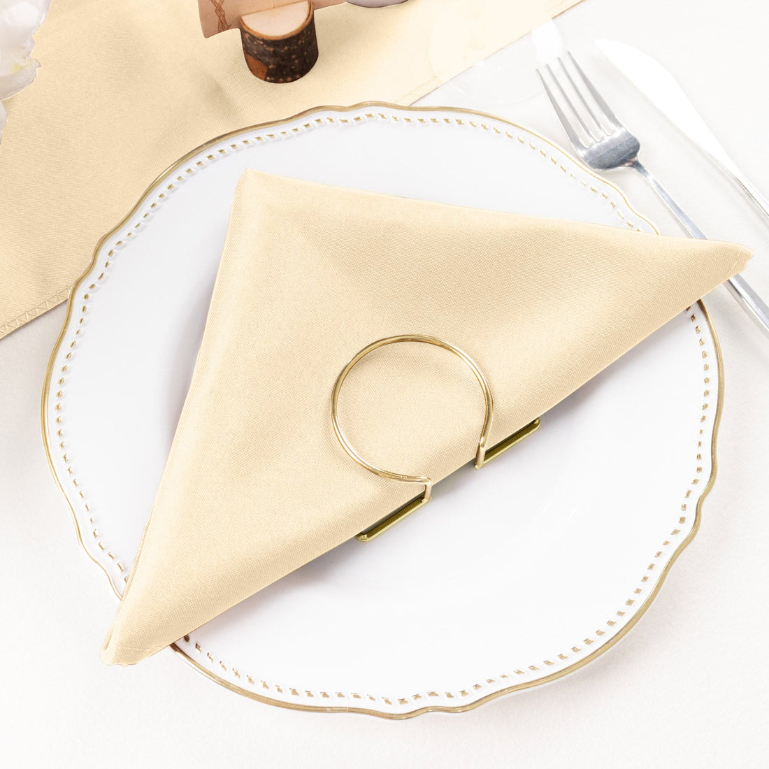 Polyester Dinner Napkins 20"x20" Beige | eFavormart