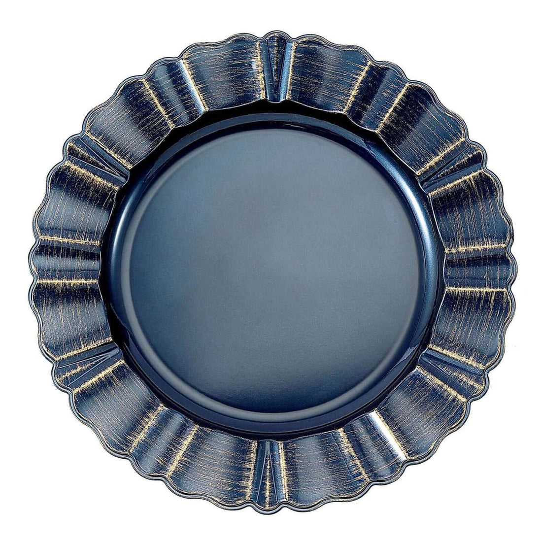 Acrylic Charger Plates 13" Navy Blue Gold Scalloped Rim | eFavormart