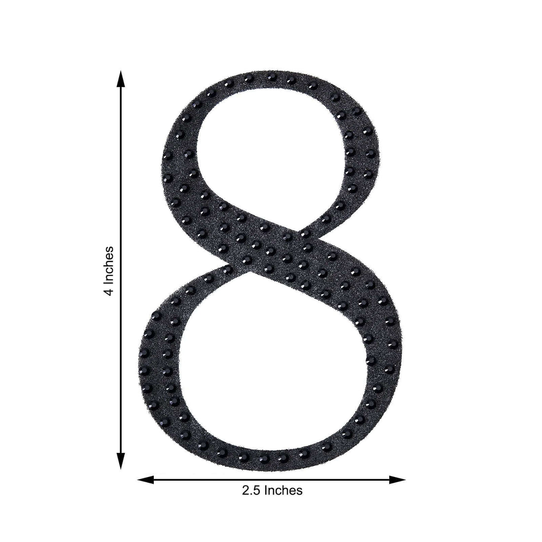 4" Rhinestone Sticker Numbers "8" Black | eFavormart