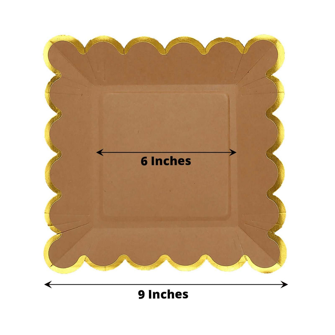 Paper Square Dinner Plates 9" Natural Brown Gold Rim | eFavormart