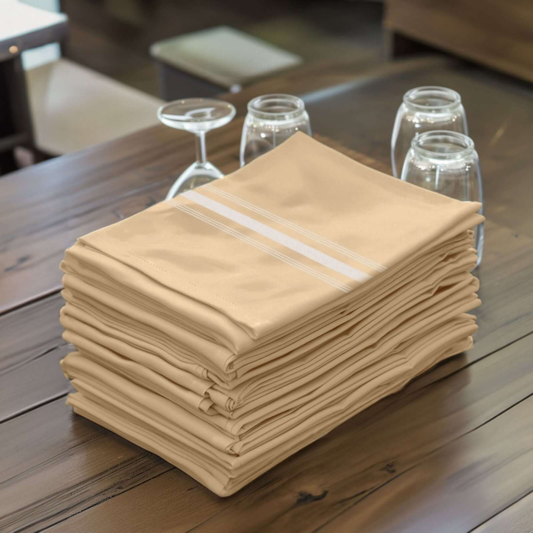 Polyester Bistro Napkins 18"x22" Champagne | eFavormart