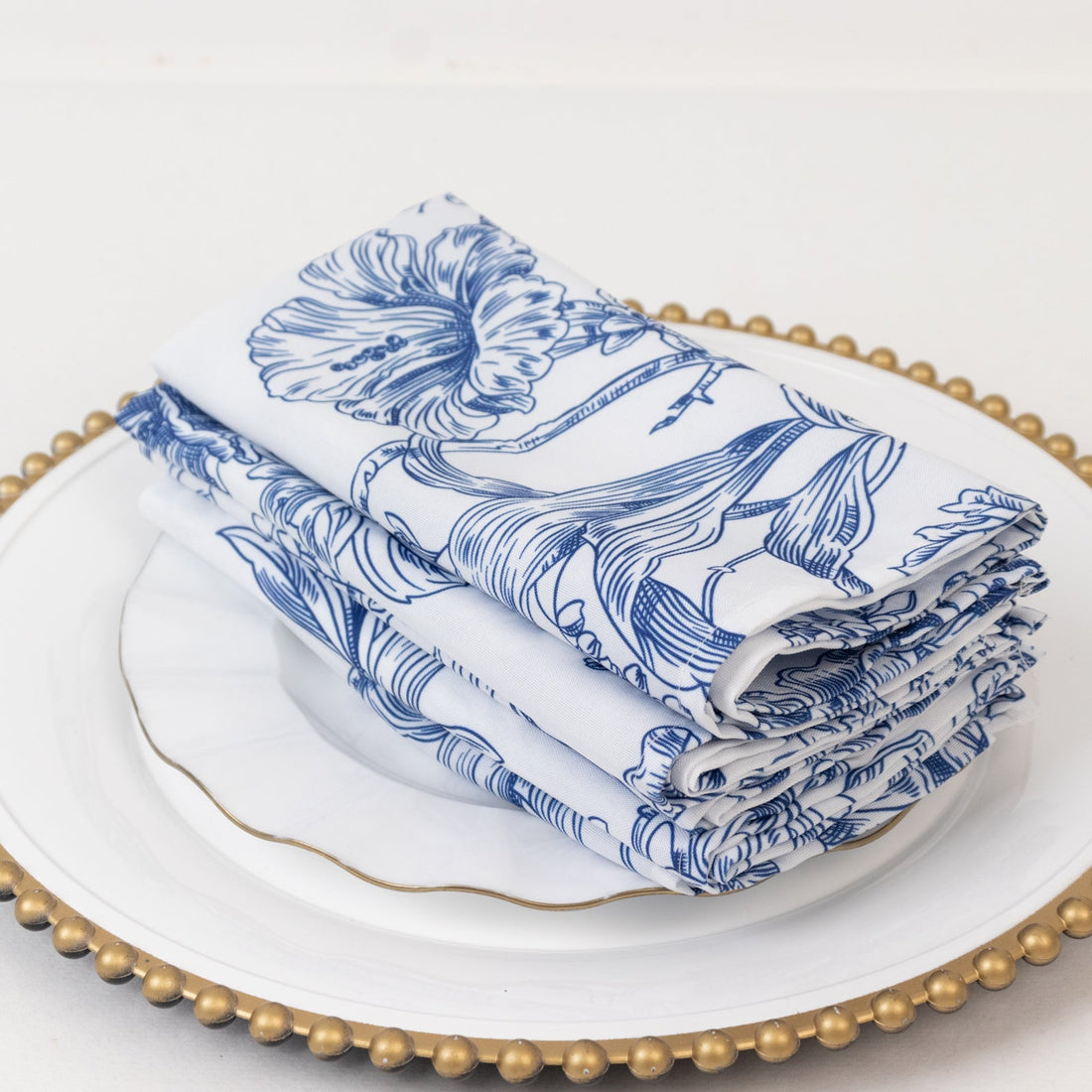 French Toile Cloth Napkins Blue Polyester | eFavormart