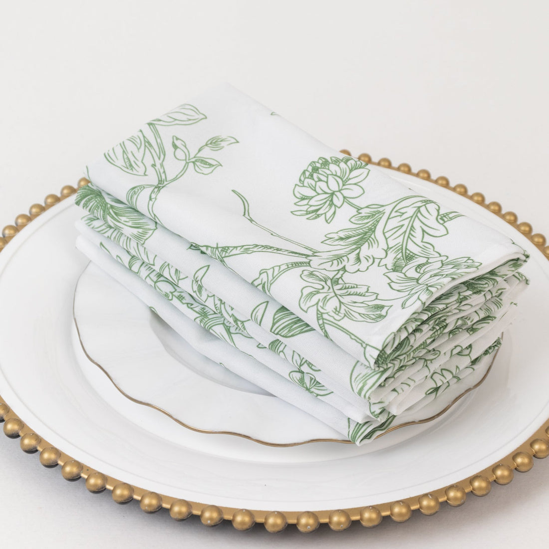 French Toile Cloth Napkins Dusty Sage Polyester | eFavormart
