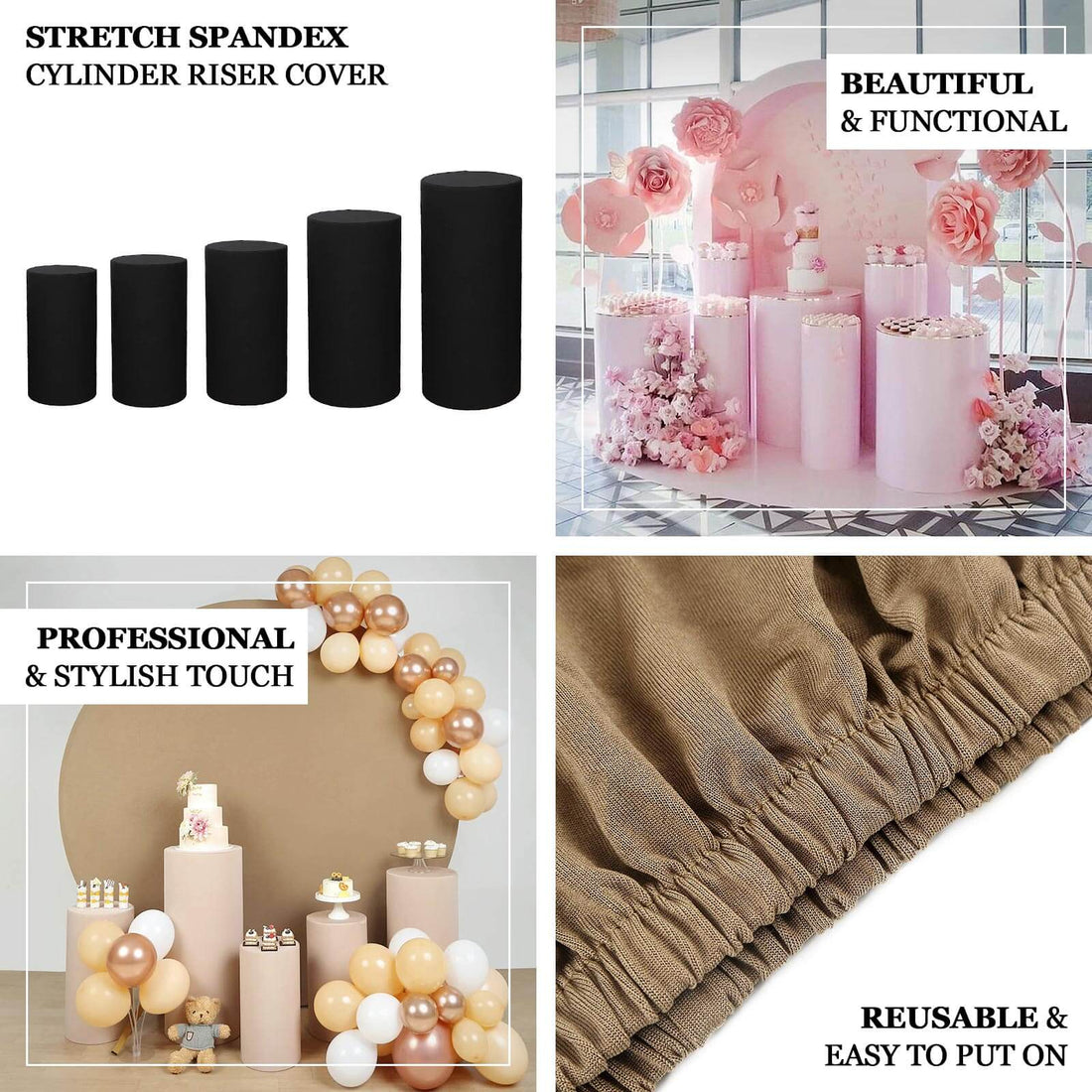 5 Beige Cylinder Pillar Prop Covers | eFavormart