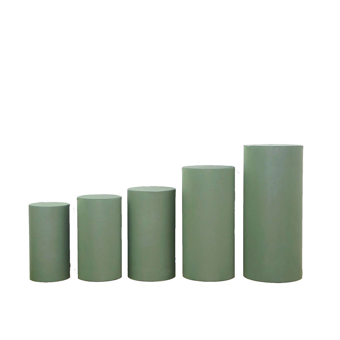 5 Dusty Sage Green Cylinder Pillar Prop Covers | eFavormart