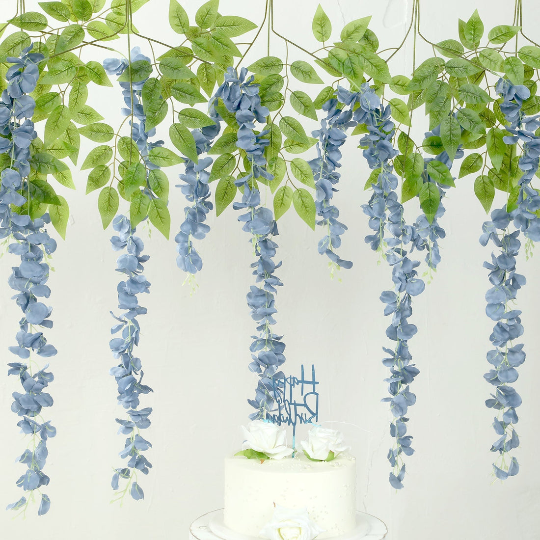 5 Pack Dusty Blue Silk Wisteria Vines 44" | eFavormart
