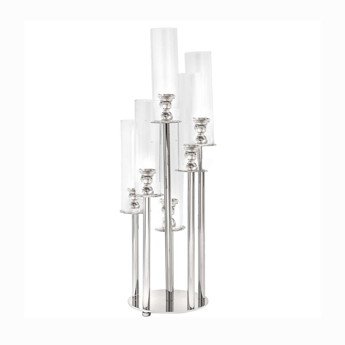 7-Arm Clear Crystal Candelabra with Mirror Base 33" | eFavormart