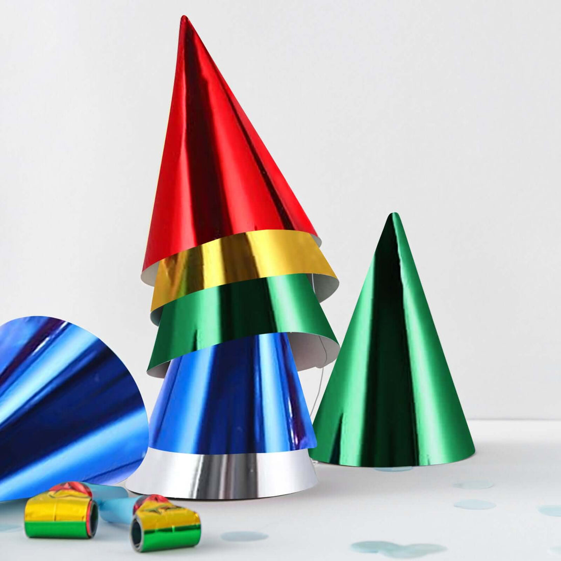 Metallic Foil Cone Party Hats 25-Pack | eFavormart