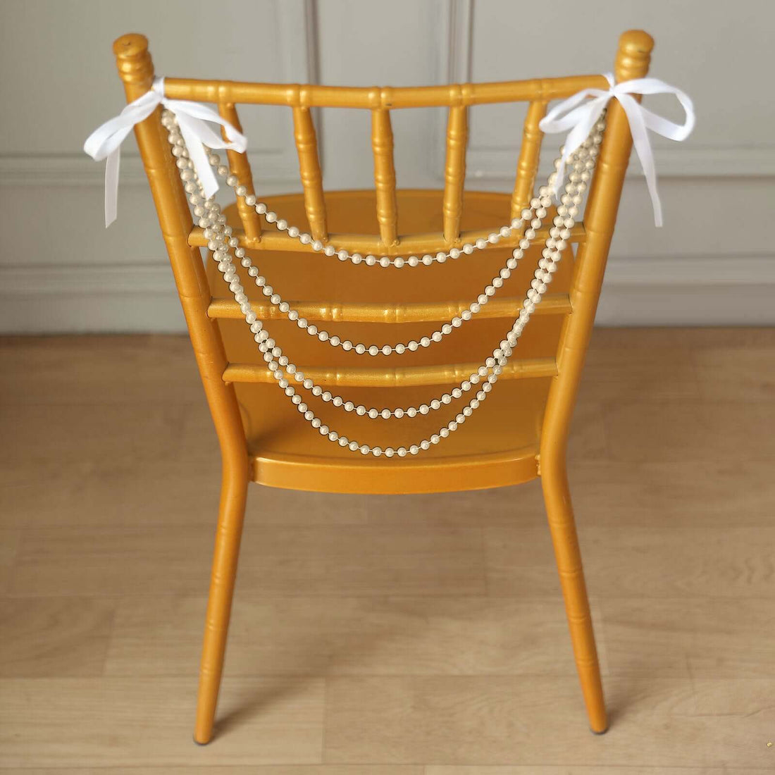 Gatsby Pearl Chair Back Sash 16" Ivory | eFavormart