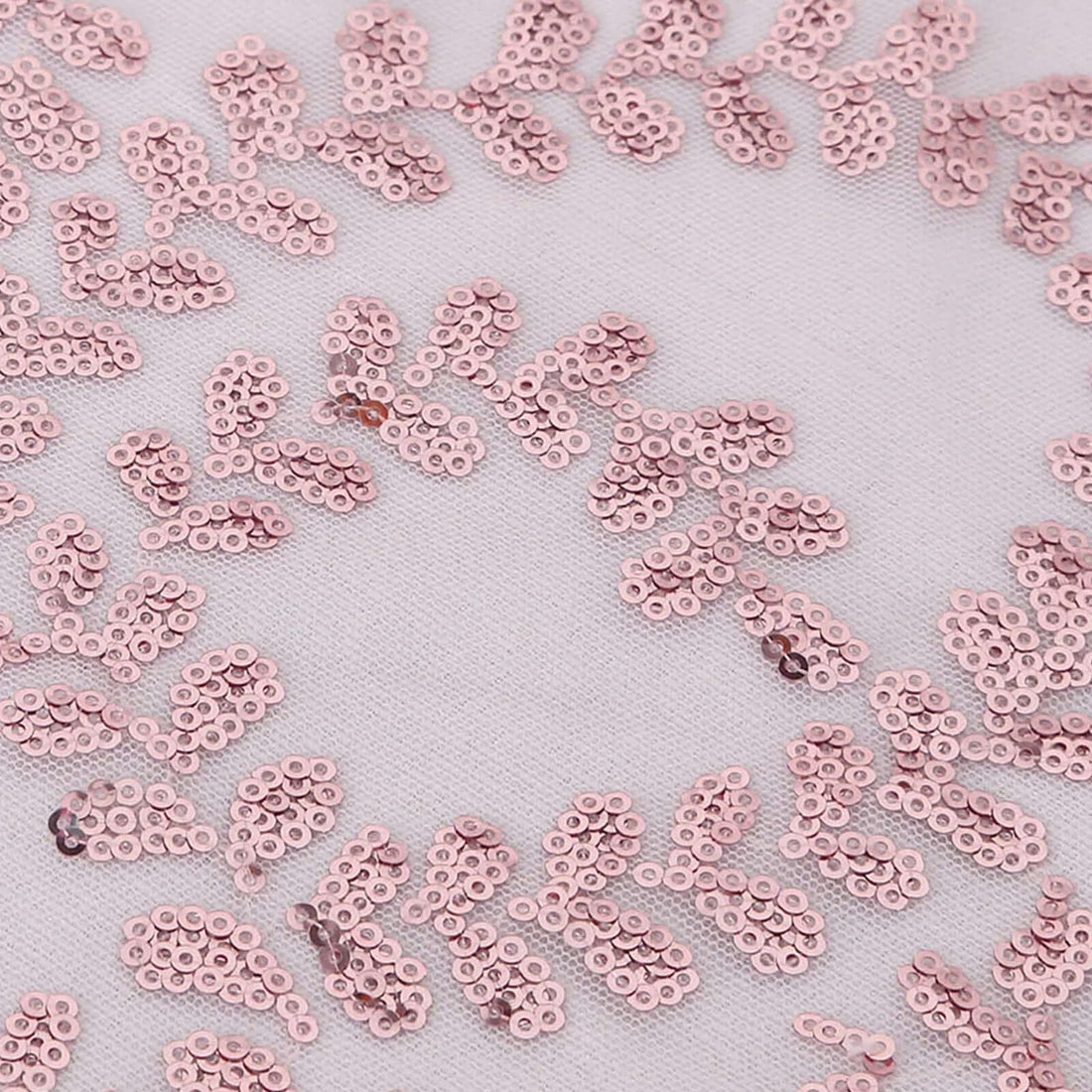 Embroidered Leaf Sequin Tablecloth 90"x156" Rose Gold | eFavormart