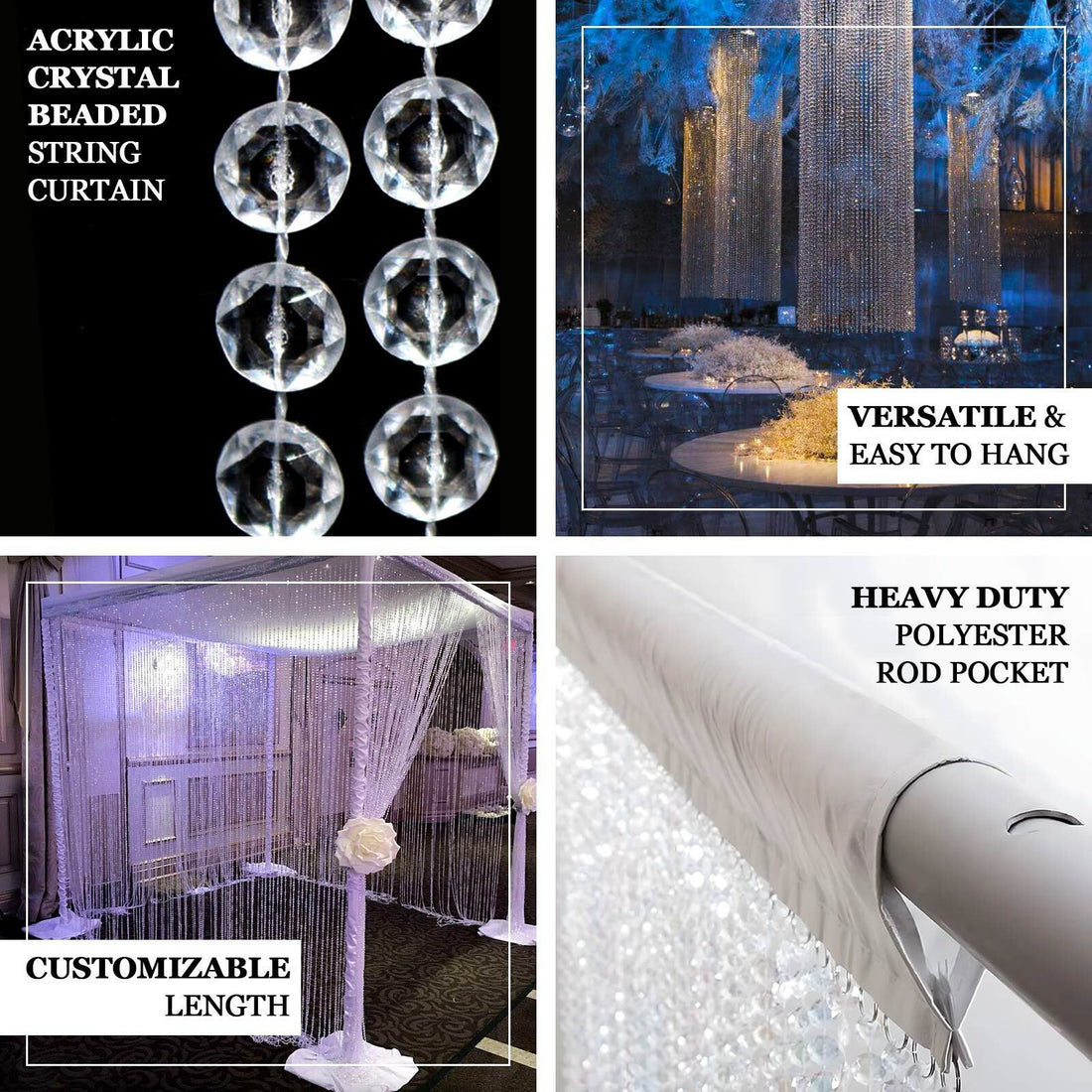 Acrylic Crystal Beaded Curtain 5ftx12ft | eFavormart