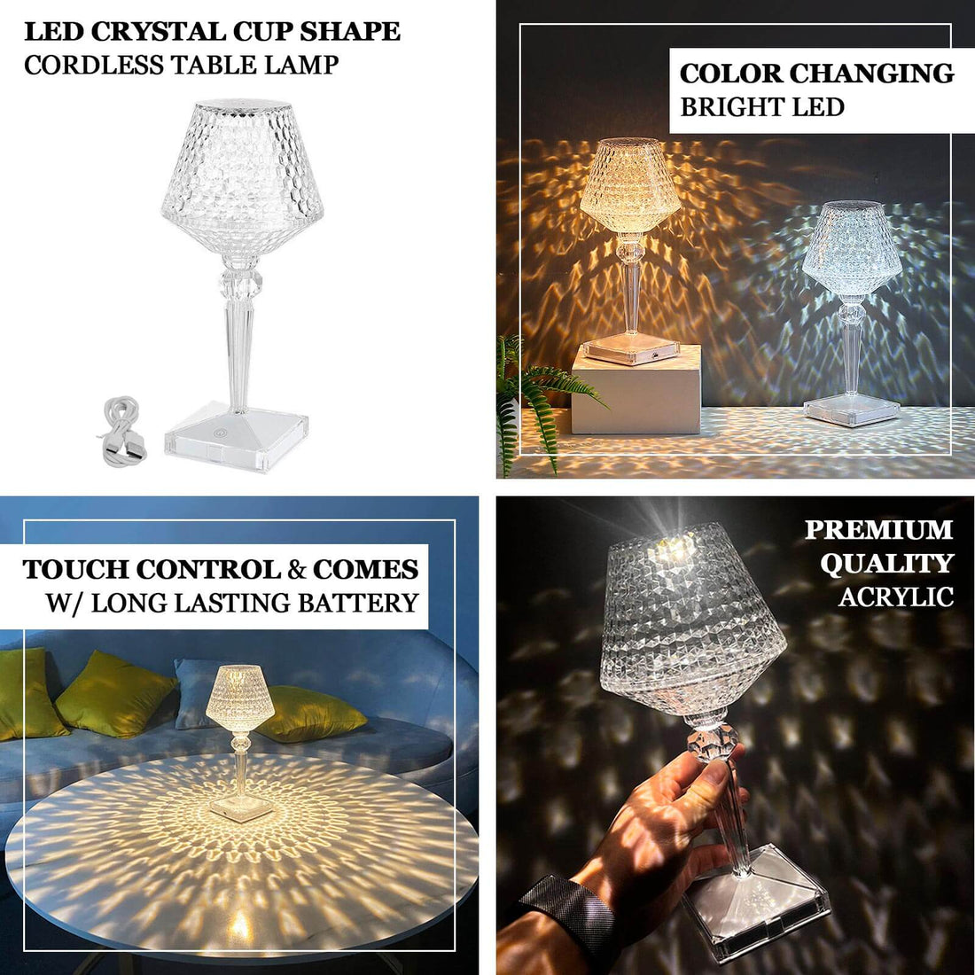 LED Acrylic Cup Shaped Table Lamp 10" | eFavormart