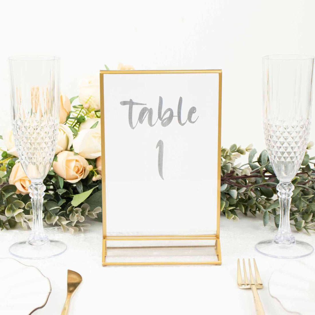 Gold Frame Acrylic Table Sign Holders 5"x9" | eFavormart