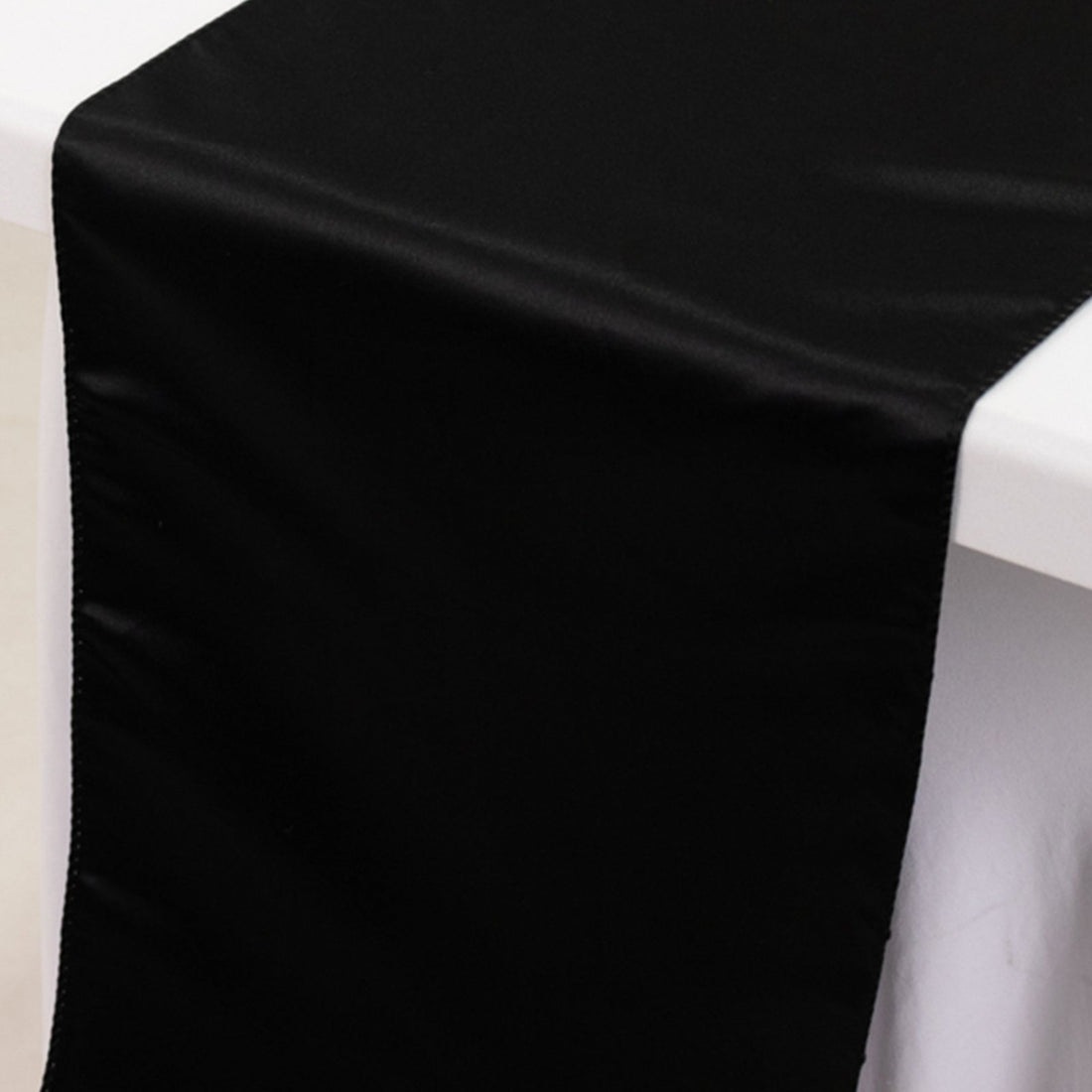 Lamour Satin Table Runner 12"x108" Black | eFavormart