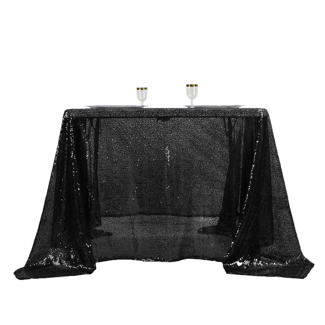 Sequin Table Overlay 90"x90" Black | eFavormart
