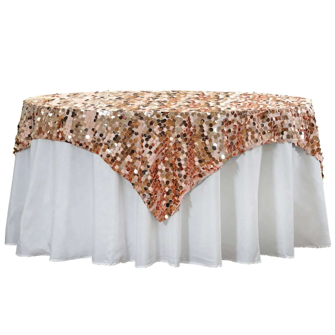 Payette Sequin Table Overlay 72"x72" Blush | eFavormart