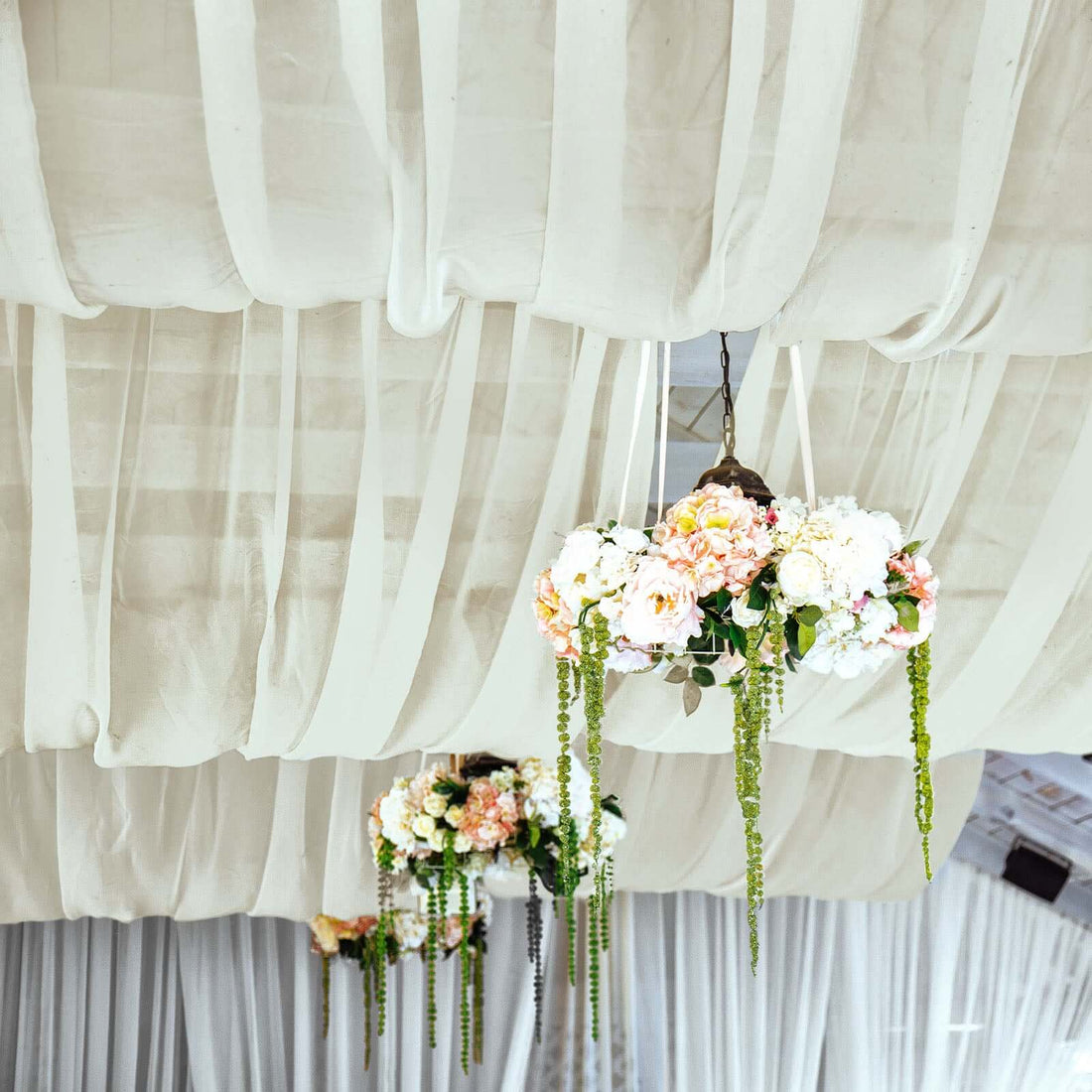 Premium Ivory Chiffon Ceiling Drapery 5ftx32ft | eFavormart