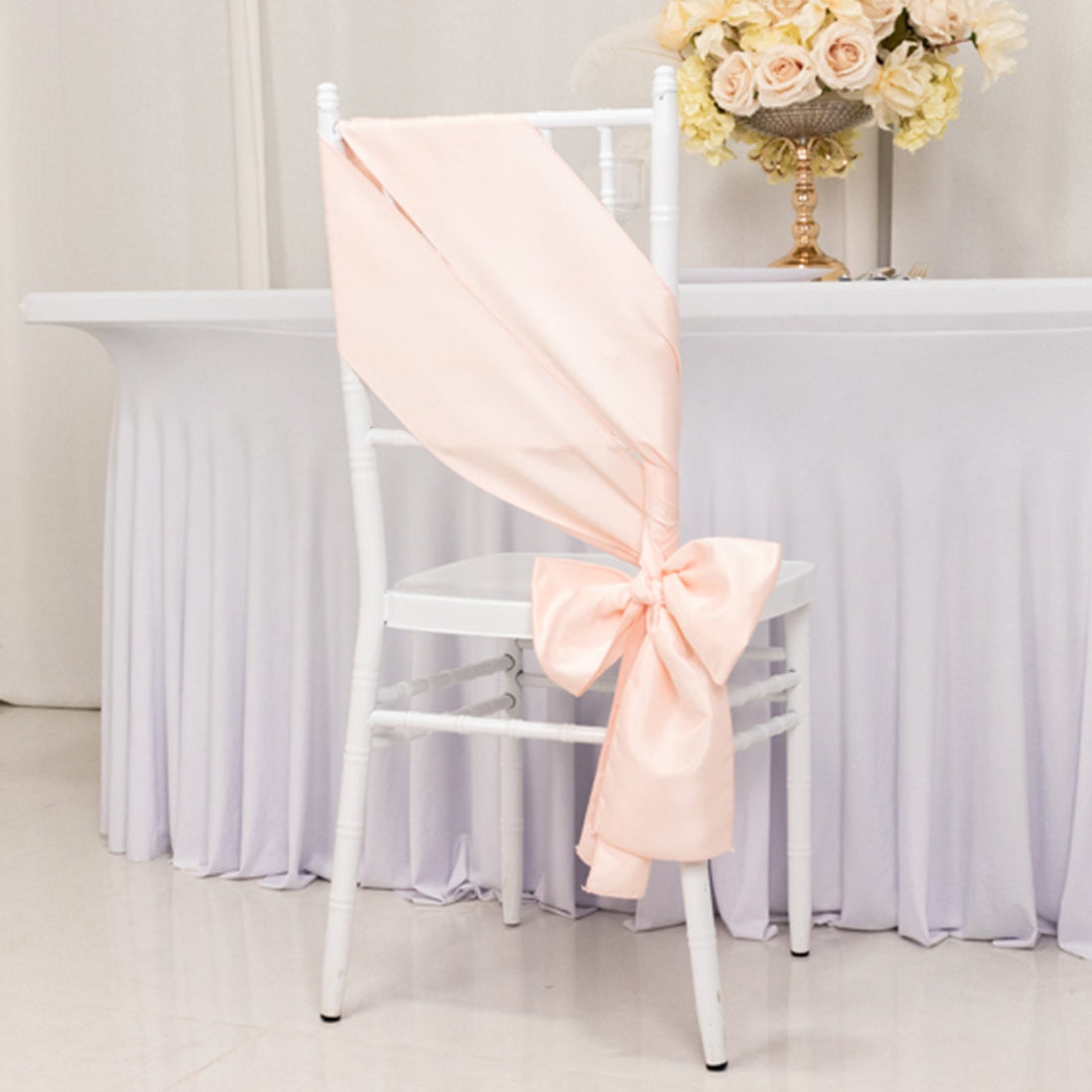 Lamour Satin Chair Sashes 6"x106" Blush | eFavormart