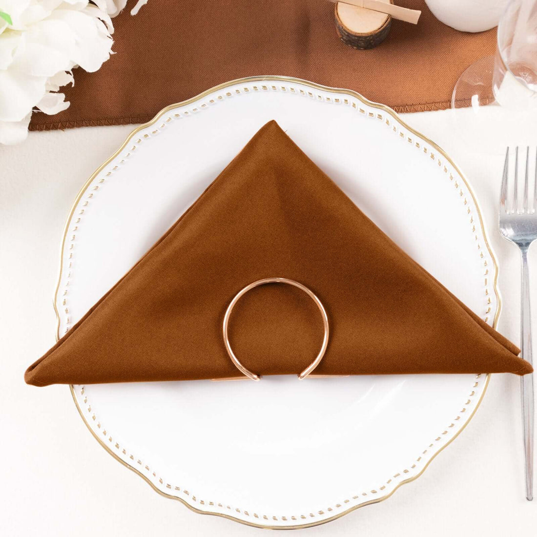 Polyester Napkins 20"x20" Cinnamon Brown | eFavormart