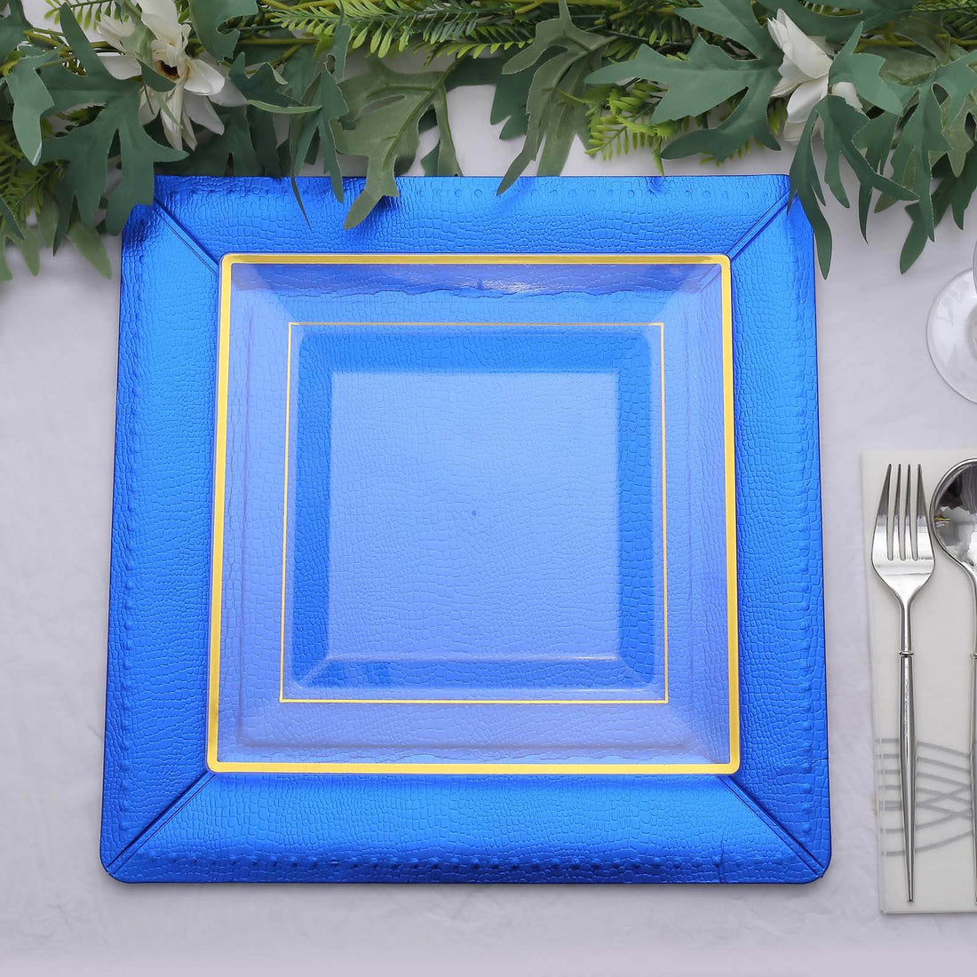 Paper Square Charger Plates 13" Royal Blue | eFavormart