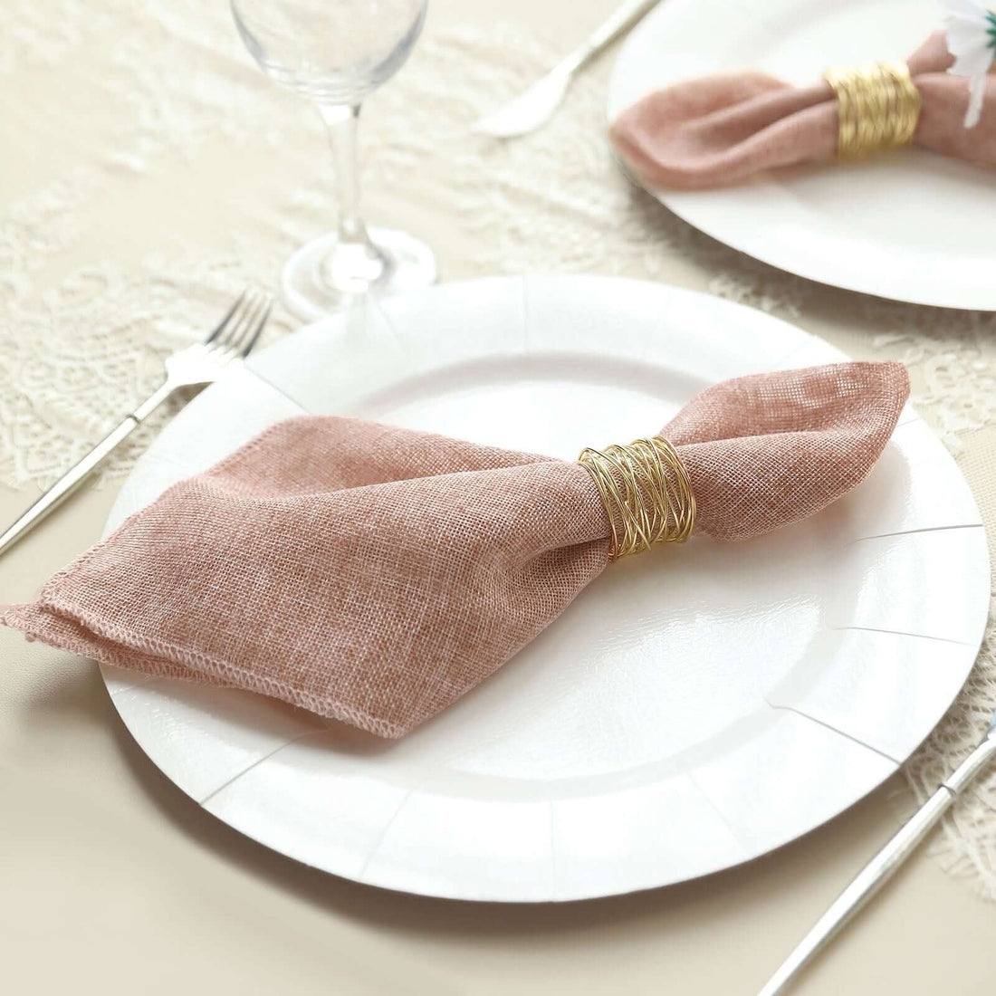 Faux Jute Napkins 19"x19" Dusty Rose | eFavormart
