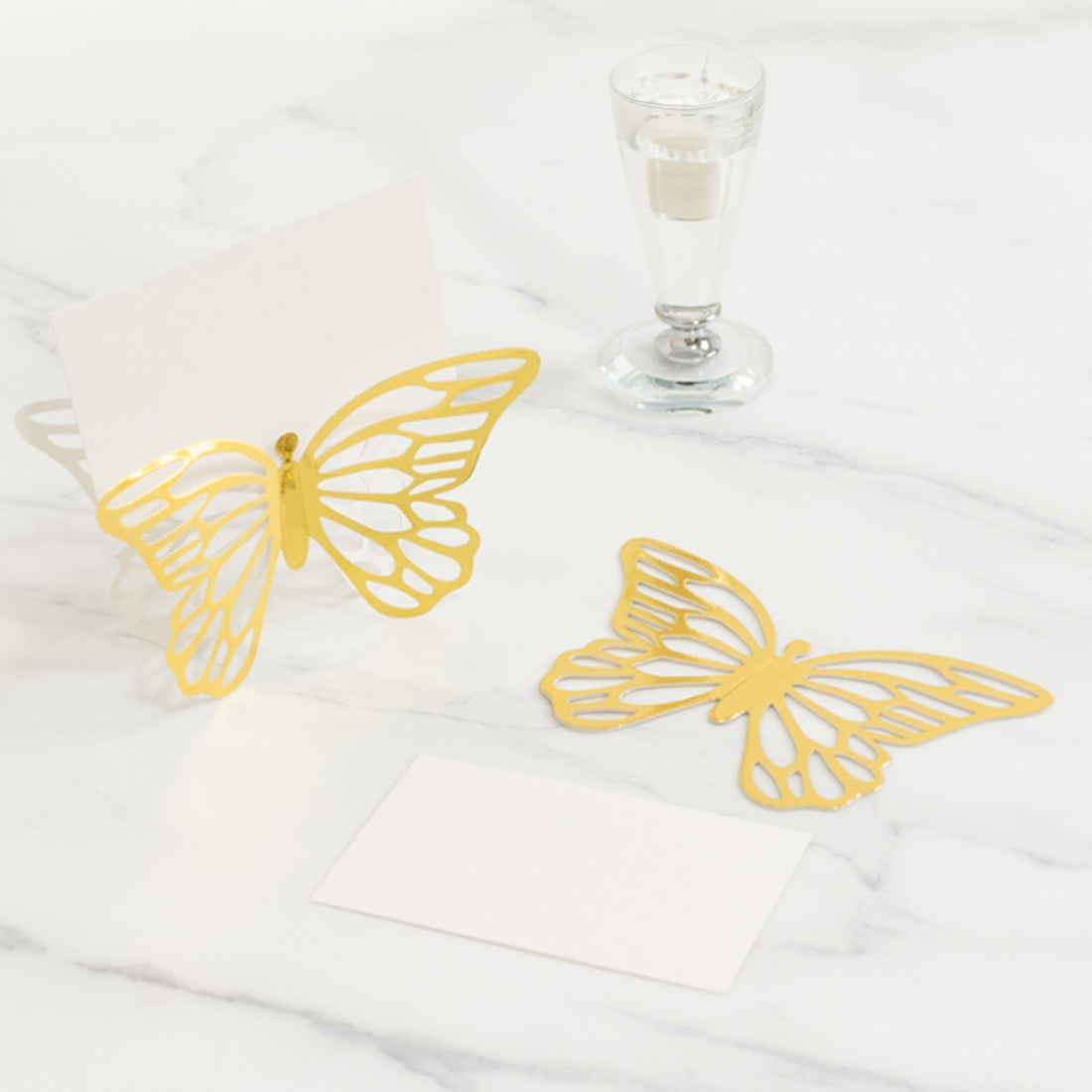 25pk Butterfly Place Card Holders Paper Gold | eFavormart