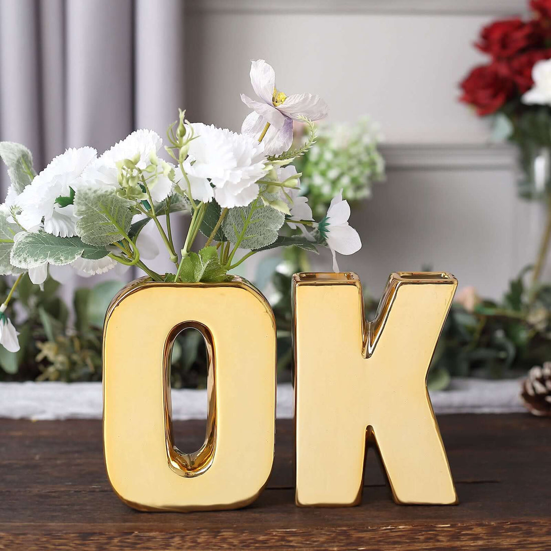 6" Ceramic Vase Letter "K" Gold | eFavormart