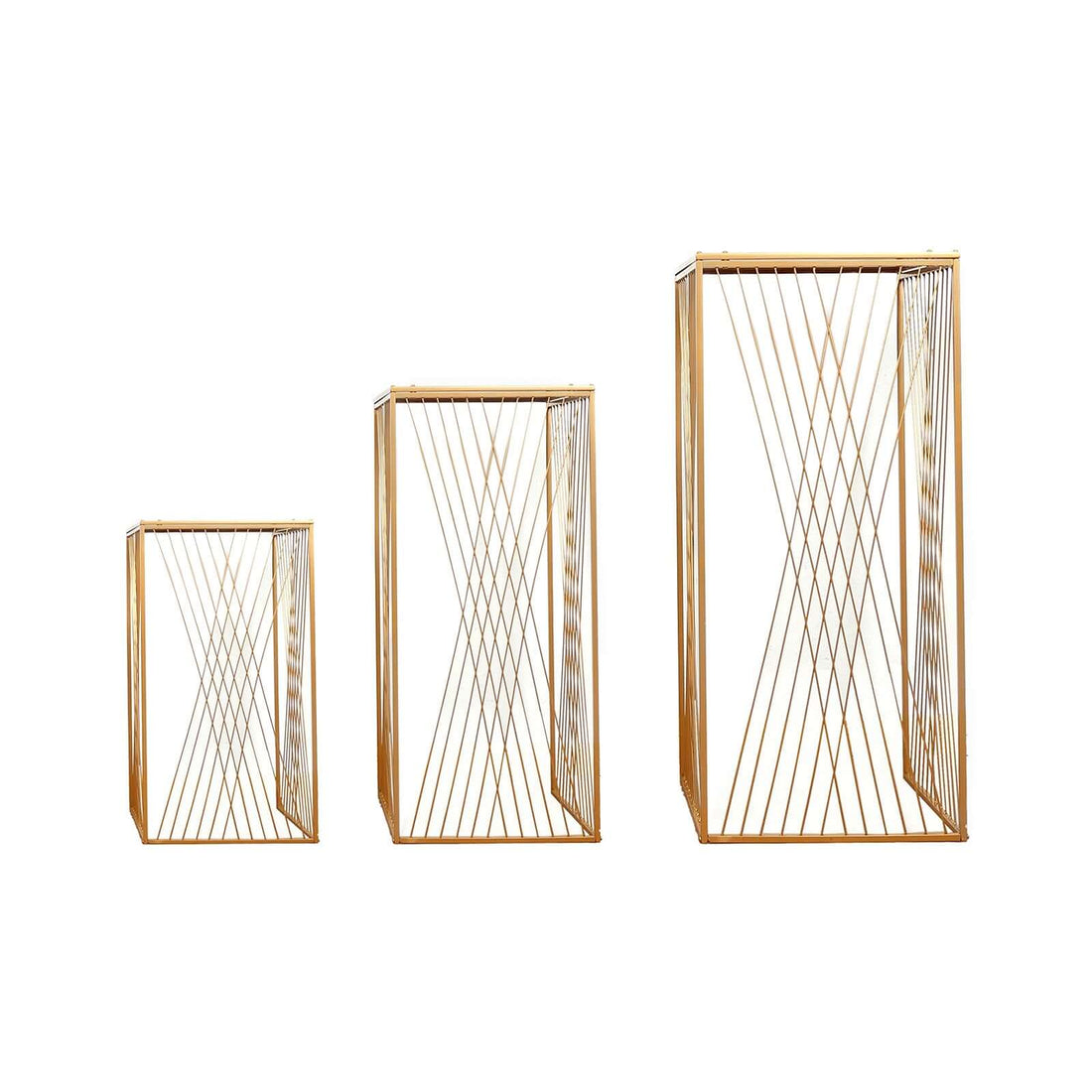 Gold Metal Rectangle Plinth Pedestal Stands | eFavormart