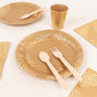 72pc Paper Dinnerware Set Gold Foil Palm Natural | eFavormart