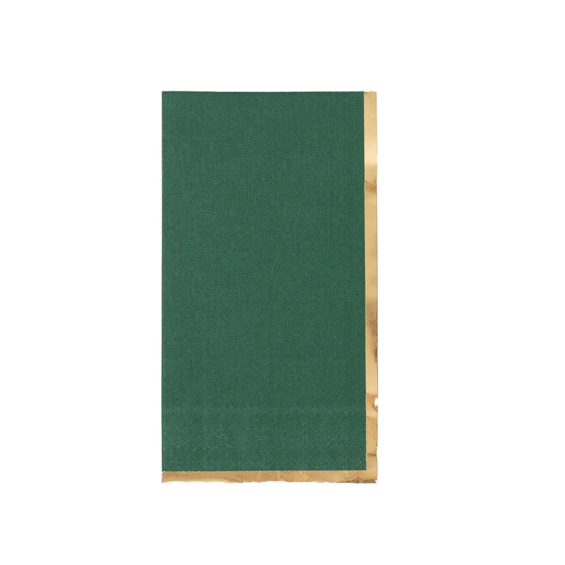 Paper Dinner Napkins 8"x4" Emerald Green Gold Foil Edge | eFavormart